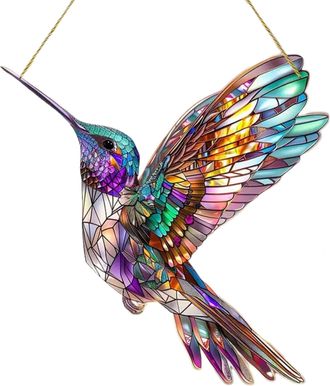 Generico 2D Acryl V&ouml;gel Dekoration Flach Kolibri Deko - Acryl Kolibri-Fensterdekoration - Flache Kunst f&uuml;r Vogelliebhaber Rustikale Bauernhof Dekoration Innen 