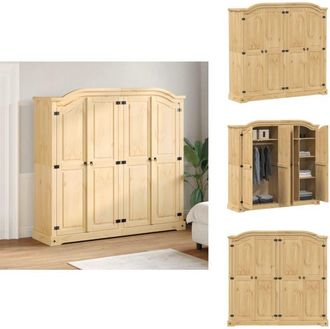 vidaXL Kleiderschrank Corona 194x52x186 cm Massivholz Kiefer - Holzschr&auml;nke - Kleiderschrank - Massivholzklaederschrank - Schlafzimmerm&ouml;bel - Kiefernschrank