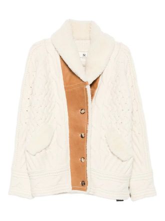 Ermanno Scervino Jacke aus Shearling mit Zopfmuster - Nude