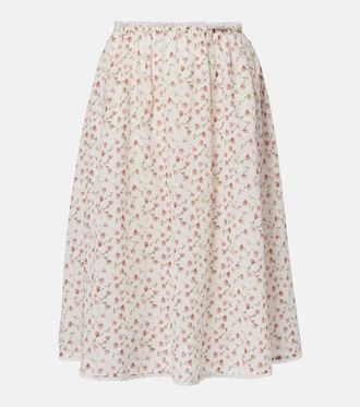 Poss&eacute; Jupe midi Charlotte en coton &agrave; motif floral