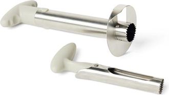 Amazon Basics Ananasentkerner und -schneider und Apfelentkerner, 2-Teiliges Set, Sp&uuml;lmaschinenfest, Leinengrau