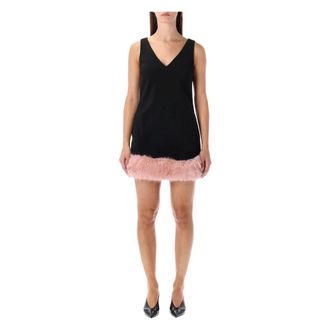 Self Portrait MIN Dress Eco Fur Trim - - Dresses - Damen - Schwarzk - 2XS