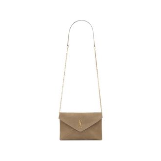Saint Laurent Cassandre Small Chain Pouch In Suede