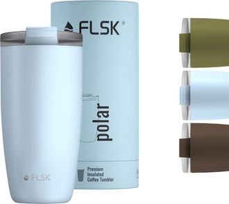 FLSK Tumbler - Premium coffee to go-Becher aus Edelstahl - 100 % auslaufsicher, BPA-frei & doppelwandig - h&auml;lt 3 h hei&szlig; (polar, 500 ml)