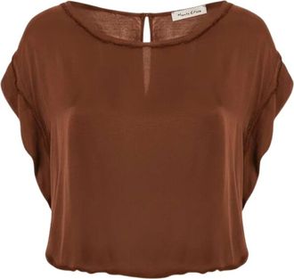 Manila Grace Femme, Blouses et Chemises, Brun, Taille: 44 FR Blouse &agrave; Encolure Bateau