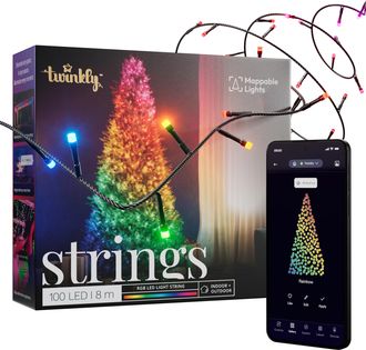 Twinkly Strings 100 LED RGB, LED-Lichterkette f&uuml;r Drau&szlig;en und Drinnen, Smarte LED-Lichter, Kompatibel mit Alexa und Google Home, IP44, App-Steuerung, Schwarze