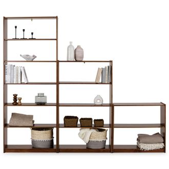 IDIMEX Regalset Melly 3-teilig aus Kiefer Massivholz, Kastanie Farben - Wohnzimmerwand in Stufenform mit offenen F&auml;chern, modernes Holzregal als Raumteiler, 