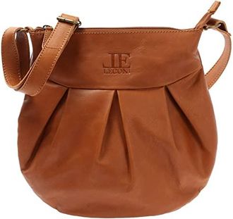 Leconi petit sac &agrave; bandouli&egrave;re femme sac &agrave; bandouli&egrave;re nature sac en cuir souple sac &agrave; main femme en cuir 29x30x3cm cognac LE0070-buf