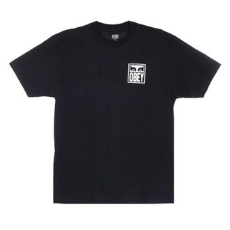 Obey Schwarzes Herren Iconic Crew Neck T-Shirt - - Tops - Herren - Schwarzk - S