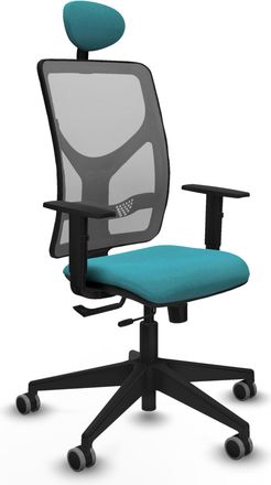 Piqueras y Crespo Drehstuhl mit 1D-Armlehnen, h&ouml;henverstellbarer Lendenwirbelst&uuml;tze und festem Kopfteil, ausgestattet mit Syncro/Traslack und Schneideschaum, Grau/T&uuml;rki