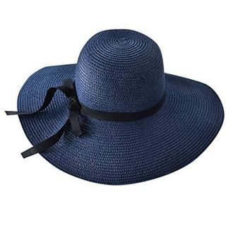 Generic Chapeau de plage pliable pour femme - Chapeau de soleil souple - Casquette de baseball large pour papa, bleu marine, Taille unique