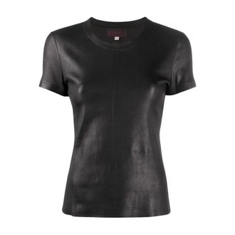 Stouls 05 Stretch-Leder T-Shirt - - Tops - Damen - Schwarzk - L
