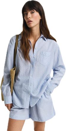 GANT Damen REL Tonal Striped Seersucker Shirt Bluse, Fresh Blue, 36