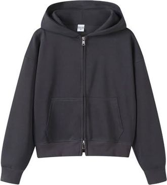 Generic 2026 Vestes courtes &agrave; capuche et fermeture &eacute;clair pour femmes, style cor&eacute;en et sweat-shirt d&eacute;contract&eacute;, gris fonc&eacute;, 3XL