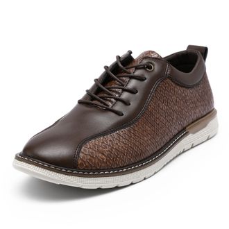 AlltheMen Herren Lederschuhe Sneaker Atmungsaktiv Anzugschuhe Oxford Derby Schn&uuml;rschuhe Krokodildruck Schuhe Leder Business Braun 45