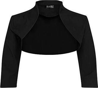 Bolerose Adaptés Bolero à Manches 3/4 (Noir, 3XL)