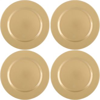 Com-Four 4x glänzende Platzteller - wiederverwendbare Unterteller als Tischdekoration - edle Dekoteller für Hochzeit, Familienfeier, Weihnachten - Charger Ø 32