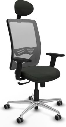 Piqueras y Crespo Schwarzer Schreibtischstuhl Zulema mit 2D-Armlehnen, h&ouml;henverstellbarer Lendenwirbelst&uuml;tze und festem Kopfteil, ausgestattet mit 3 Positionen und Schn