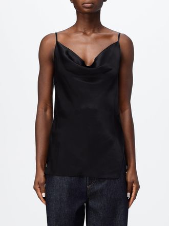 Acne Studios Top de soir&eacute;e en satin avec encolure drap&eacute;e et fines bretelles