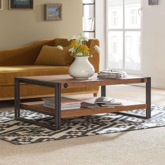 ars manufacti home24 Couchtisch 110 cm mit Ablage 110 x 40 x 70cm Braun