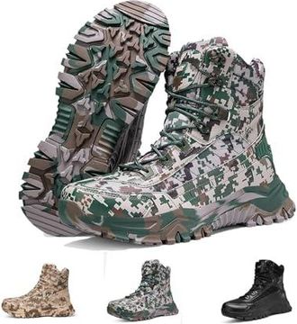 Generic Bottes de travail en cuir pour homme avec soutien de la vo&ucirc;te plantaire - Chaussures de randonn&eacute;e imperm&eacute;ables anti-crevaison, Camouflage Vert B, 39 2