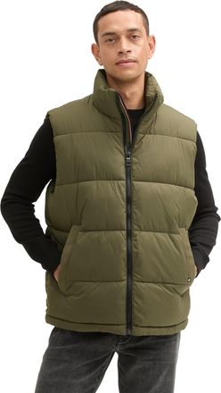 Tom Tailor Herren 1042204 Puffer-Weste mit Stehkragen, 11848-Jungle Soil Green, XL