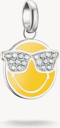 Thomas Sabo Smiley-Emoji-Anh&auml;nger mit Sonnenbrille von smileyworld aus Sterlingsilber, Gelb und Wei&szlig;
