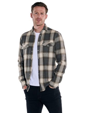 Engbers Herren Herren Overshirt kariert, Beige, 39637, Beige in Gr&ouml;&szlig;e 3XL