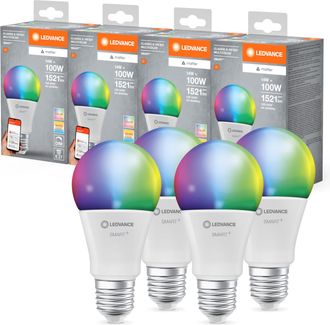 Ledvance Ledvance SMART+ MATTER LED-Lampe, wei&szlig;e Frost-Optik, 14W, 1521lm, klassische Gl&uuml;hlampenform mit E27, Farblicht und Wei&szlig;licht, App- oder Sprachsteuerun