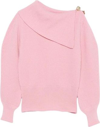 Blumarine Rippstrick-Pullover mit Carmen-Ausschnitt - - Knitwear - Damen - Rosa - XS