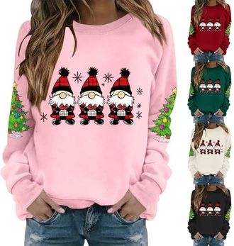 Generic HUIFUAO - Sweat-shirt de Noël pour femme, nains de Noël amusants, haut de Noël, grande taille, tenue de Noël à manches longues, pull tendance, costume