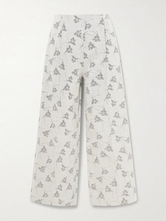 D'Estr&euml;e Paris Pantalon Large En Jean Jacquard &Agrave; Fleurs Martha - Gris