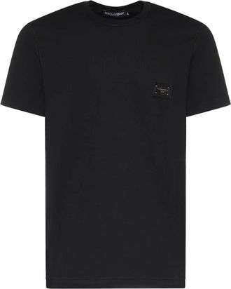 Dolce & Gabbana Homme, Tops, Noir, Taille: 4XL T-Shirt M/Corta Giro