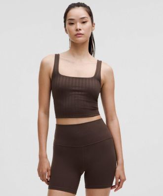 lululemon Wunder Under Cropped Tank Top Light Support, A/B Cup Tonal Stripe pour Femmes - Taille 14
