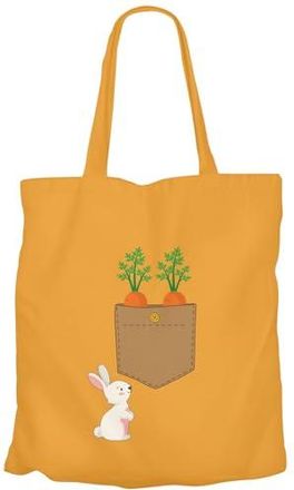 Fabulous Tote Bag Sac Shopping en Toile Orange - Poche Surprise Lapin Carrottes Mignon Dessin - 10 L