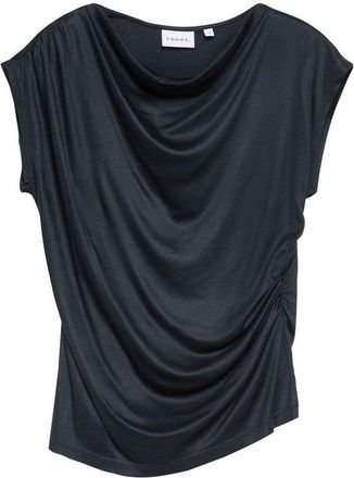Comma Kurzarmshirt T-Shirt Flie&szlig;endes Viskosemix-Top mit Drapierungen