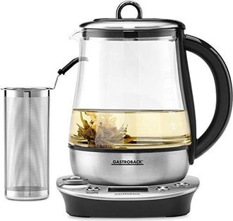 Gastroback Gastroback 42438 Design Tea and More Advanced Automatischer Teekocher und Wasserkocher, Multifunktionsgarer, Edelstahl/Glas