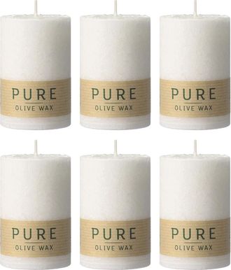 Wenzel Kerze Olive Wachs 9x6cm, wei (6 Stck, Unparfmiert)