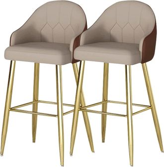 Generic Set mit 2 Barhockern, Sitzfl&auml;che mit Fu&szlig;st&uuml;tze und R&uuml;ckenlehne, Lederpolsterung, Metallbeine/48 x 47 x 94 cm