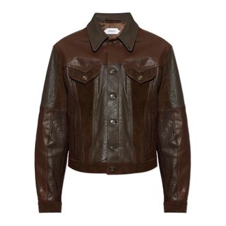 Versace Homme, Vestes, Brun, Taille: L Blouson en cuir
