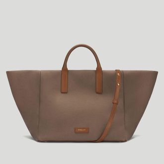 DeMellier Die Lisbon Tote Braun Canvas Tan Glatt DeMellier