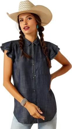 Ariat Womens Carriage Top in Indigo Rinse, Size Medium, by Ariat