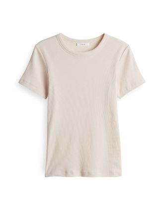 OPUS Damen Kurzarmshirt | SAMUNA Feines Rippshirt Slim aus BCI Cotton Mix Natural Glaze, 44