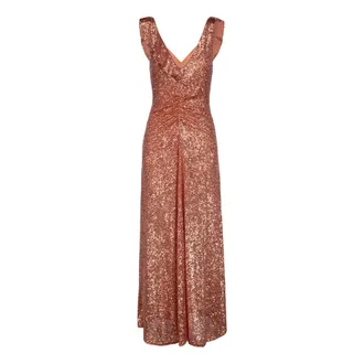 Pinko Pinko, Femme, Robes, Rose, Taille: 34 FR Robe Longue Évasée à Sequins et Col V