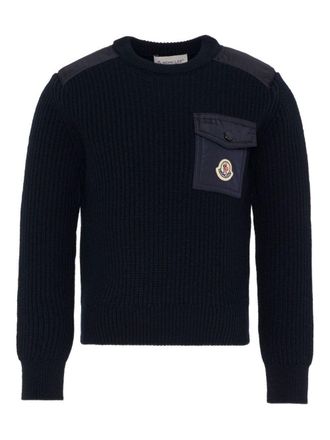 Moncler Boys Enfant Sweater Blue Virgin Wool