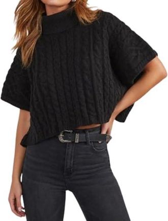 Generic Gilet Pull Femme, Pull LâChe Pull sans Manches, Printemps Automne Saison Col Roulé Femmes Jersey