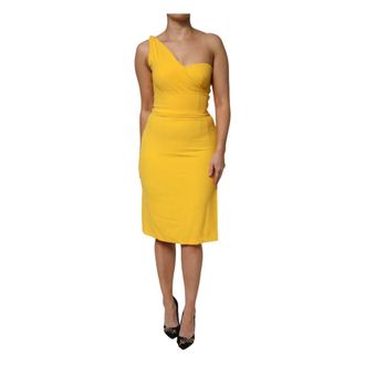 Dolce & Gabbana Gelbes One-Shoulder-Kleid mit Seitenschlitz - - Dresses - Damen - Gelb - M