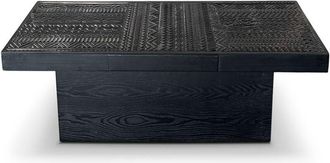 Menzzo Menzzo - Table rectangulaire style ethnique 60x120cm Kinshasa 2 tiroirs Bois Noir