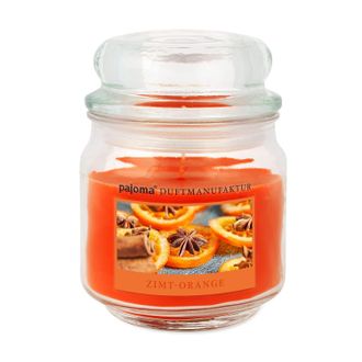 Pajoma Duftkerze im Bonbonglas 248 g, Zimt-Orange | Sweet Edition - Premium Kerze zum verschlie&szlig;en, Brennzeit ca. 55 Stunden