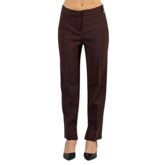 Elisabetta Franchi Femme, Pantalons, Brun, Taille: 38 FR Pantalon L&eacute;ger en Cr&ecirc;pe avec Charme Logo